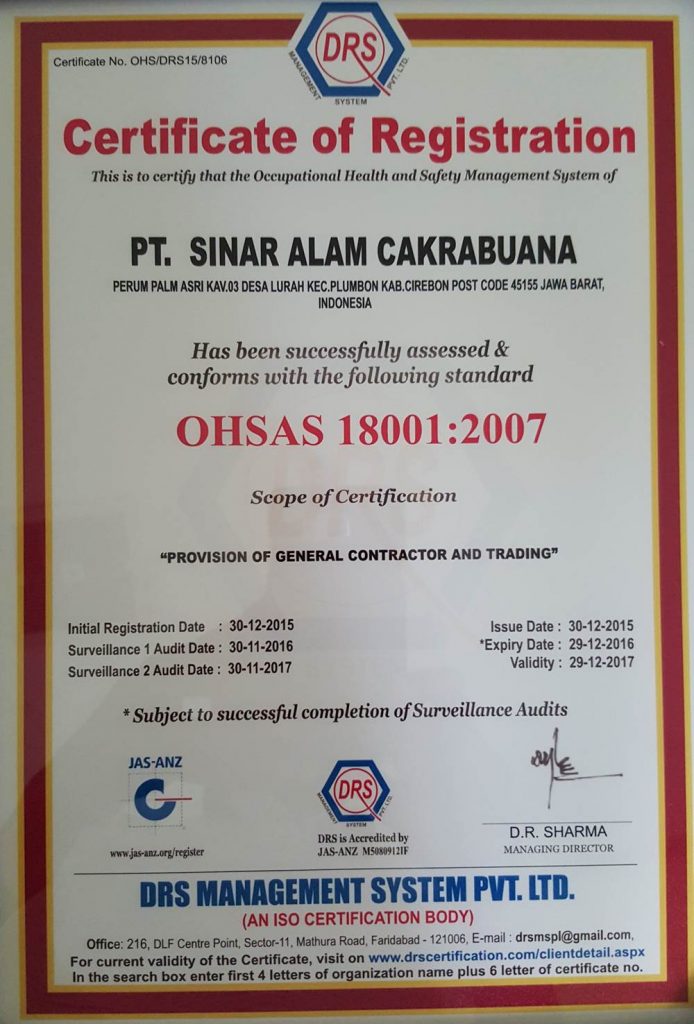 DOKUMEN SERTIFIKAT – Sinar Alam Group